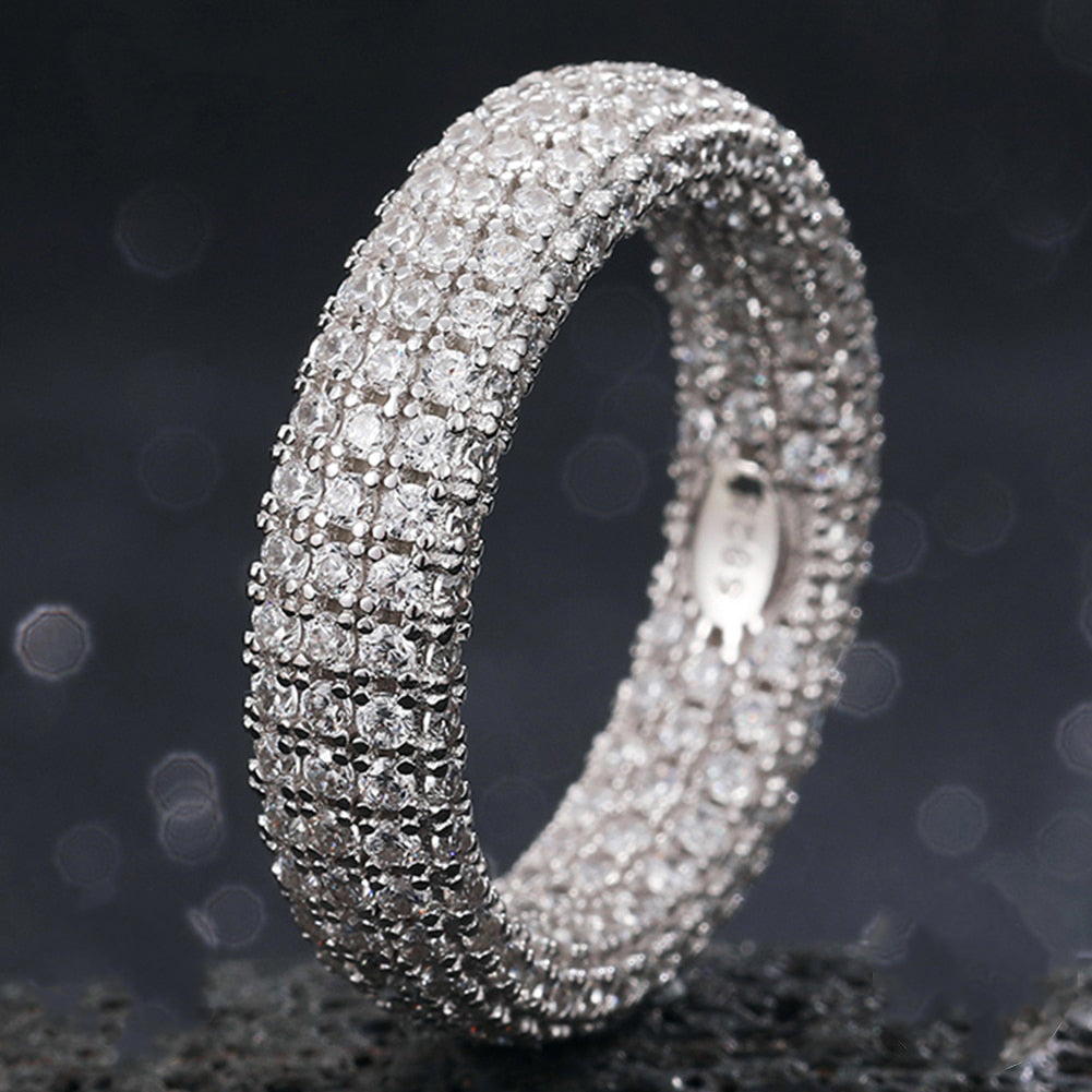 S925 3 Row Moissanite Band Ring – Different Drips