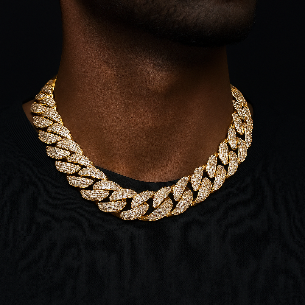 23mm Clustered Baguette Cuban Link Chain – Different Drips